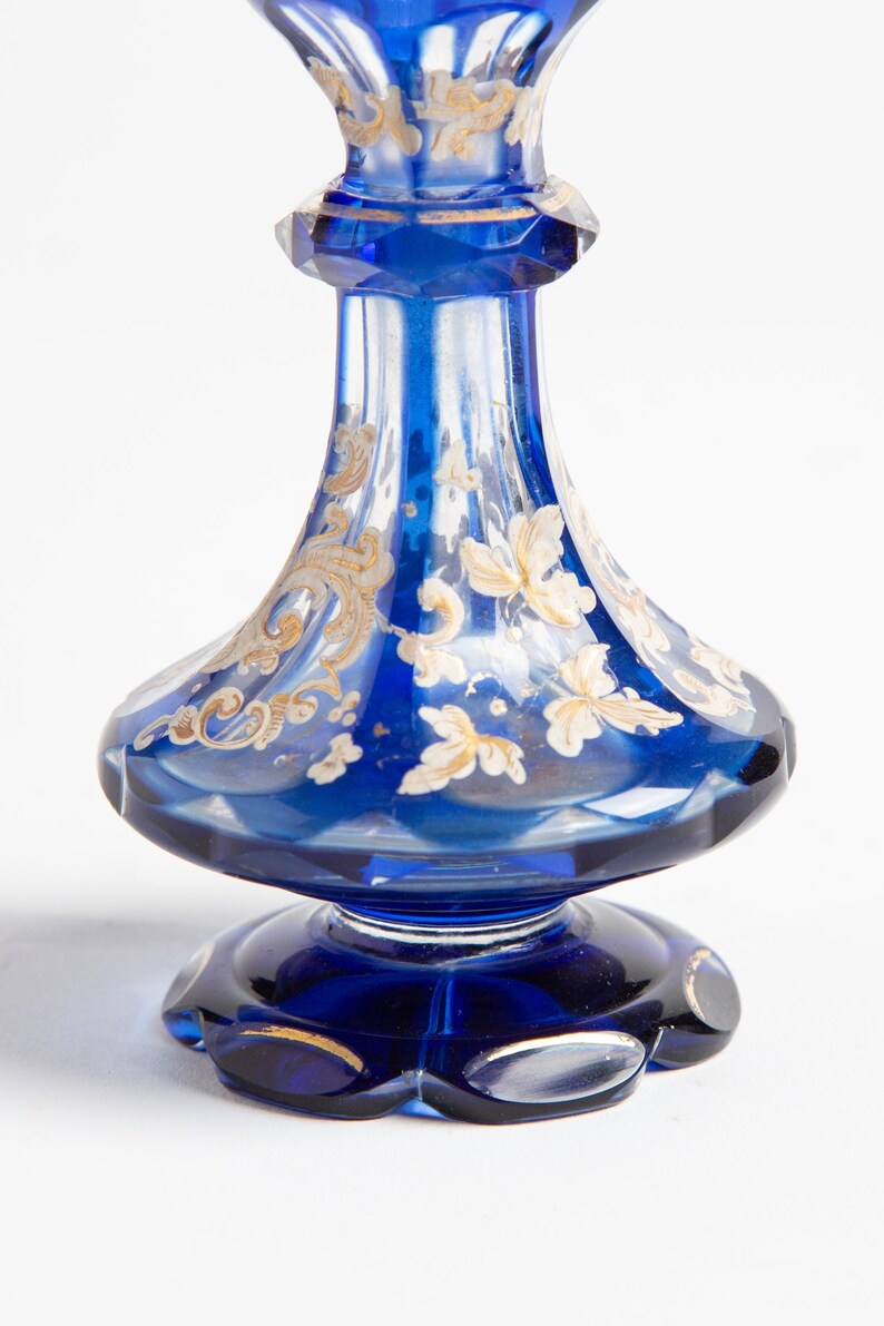 Antique Bohemian Blue Glass Miniature Vase, Fine Antique Bohemian ...