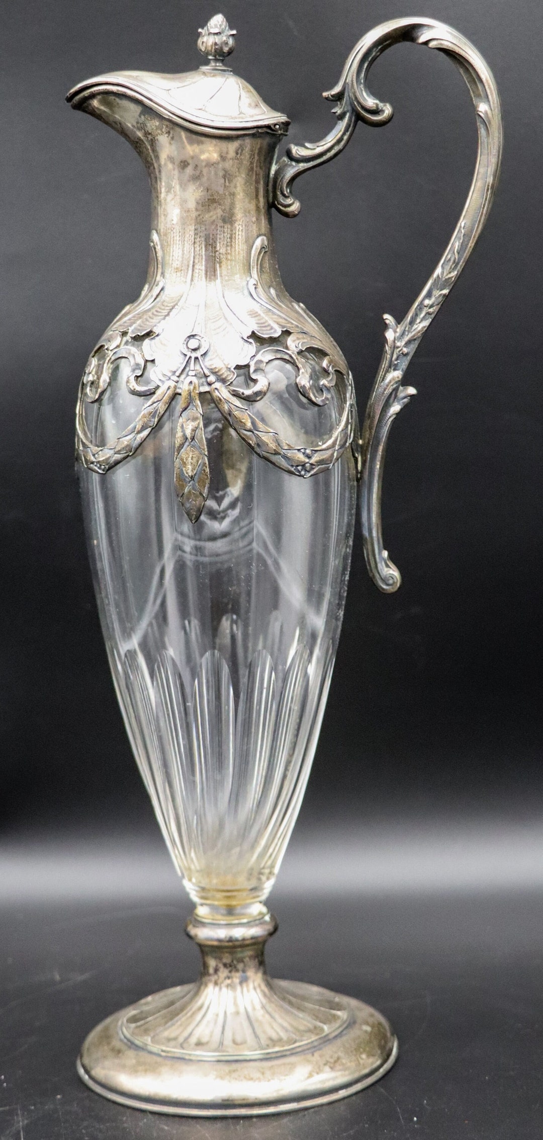 Antique German Silver Crystal Claret Jug Pitcher - Etsy