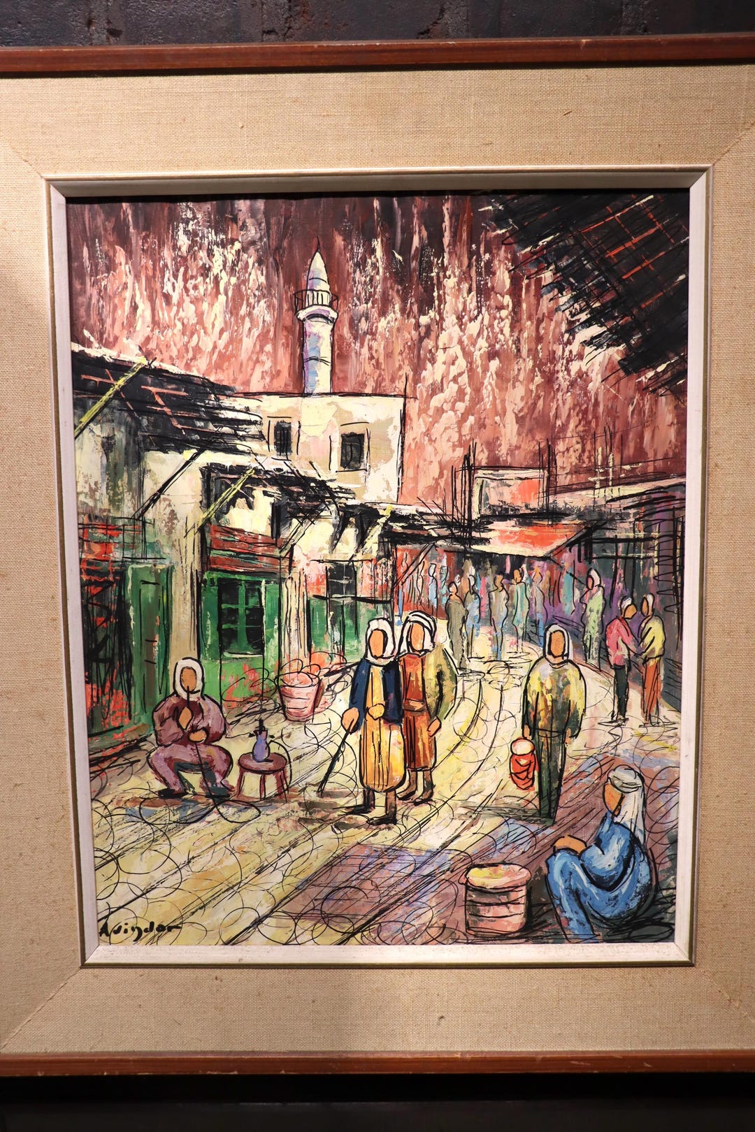 Avigdor Arikha Painting: Oriental Market, Judaica Oil on Canvas, Circa ...