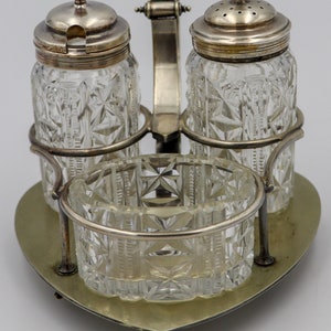 Victorian Crystal Silver-plated Cruet Condiment Set - Etsy