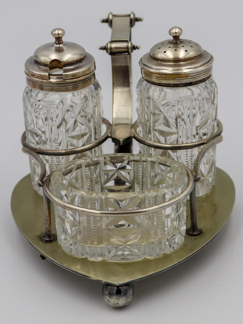 Victorian Crystal Silver-plated Cruet Condiment Set - Etsy