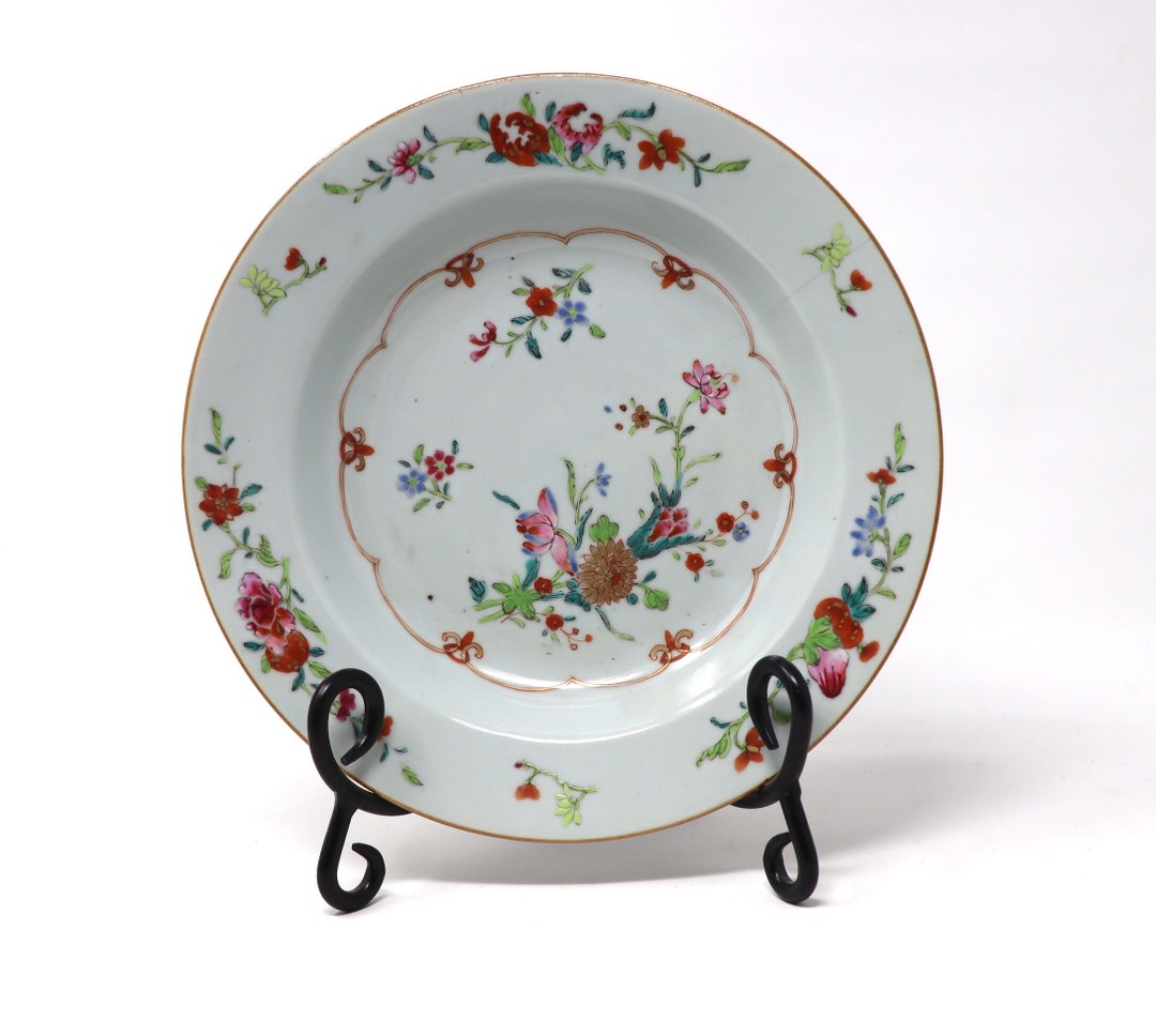 Antique Chinese Porcelain Plate, Qianlong Period, Floral Decoration ...