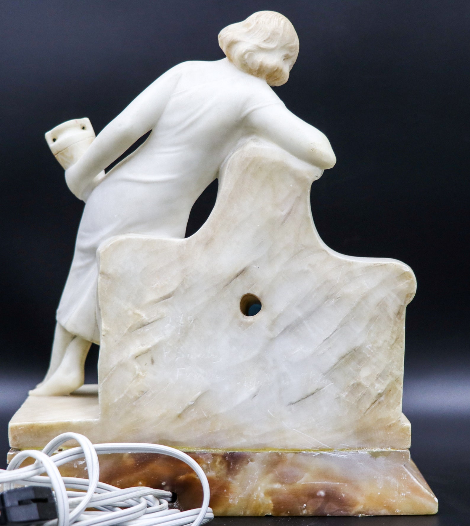 Art Deco Italian Alabaster & Marble Table Lamp Depicting a - Etsy