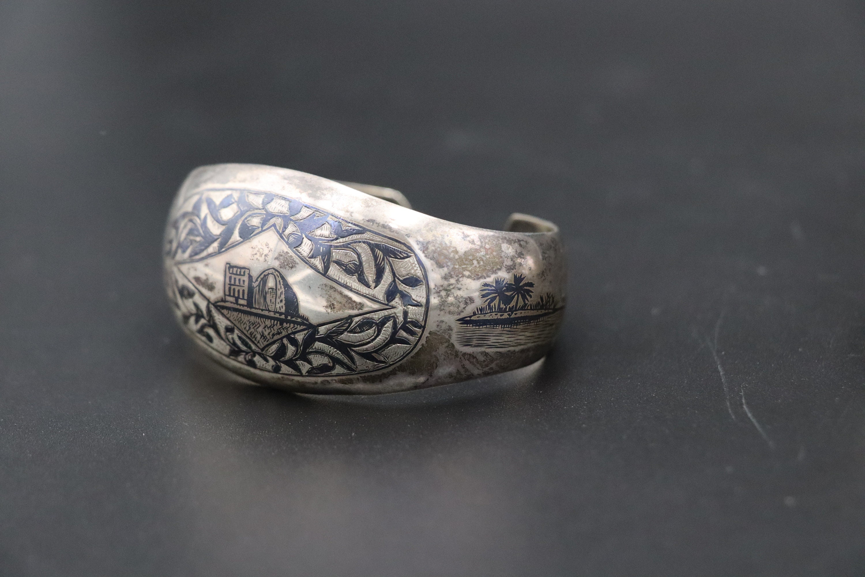 Antique Iraq NIELO Arab Silver Bangle Cuff Bracelet PAIR - Etsy