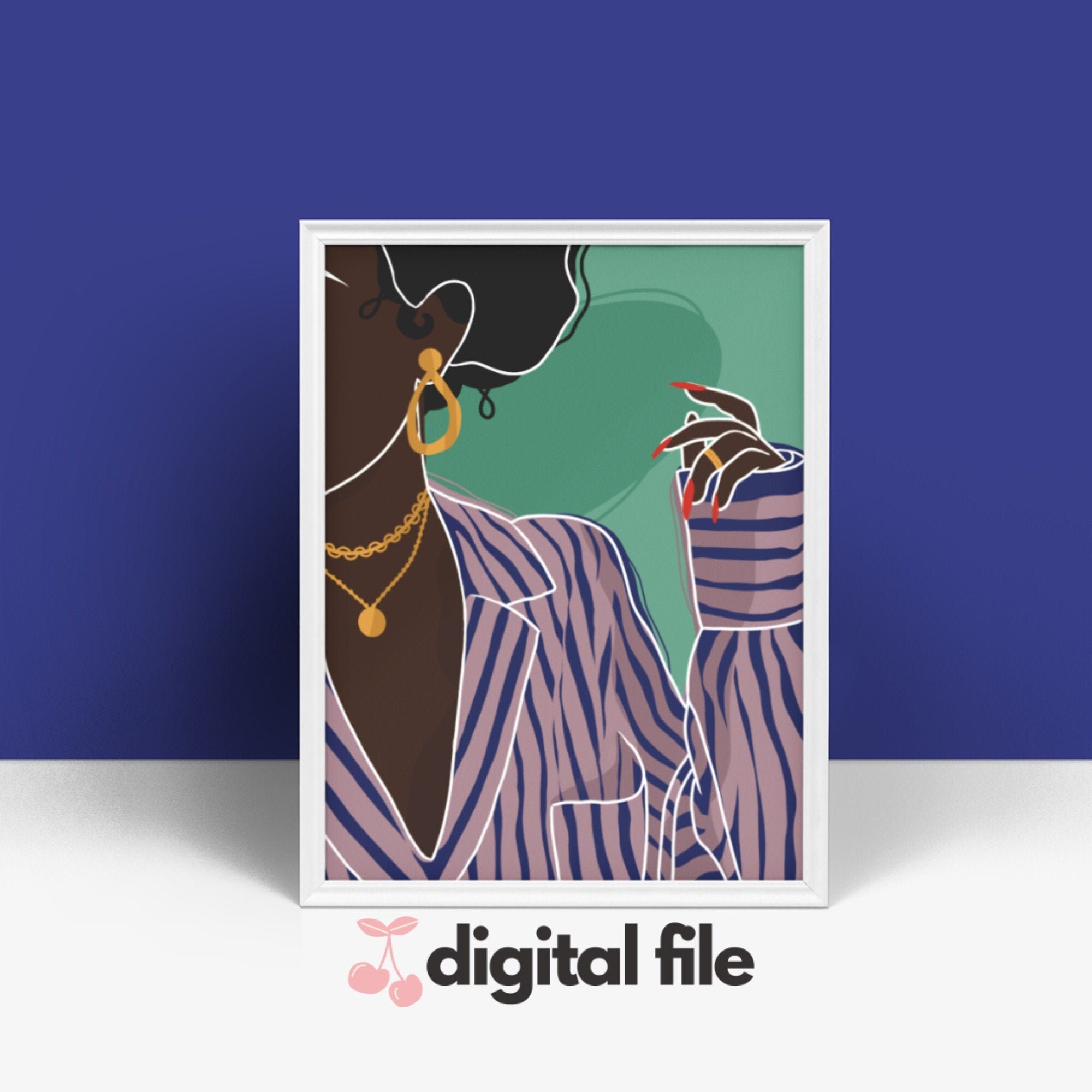 Printable Black Art, Instant Download, Fashion, Black Woman Wall Art ...