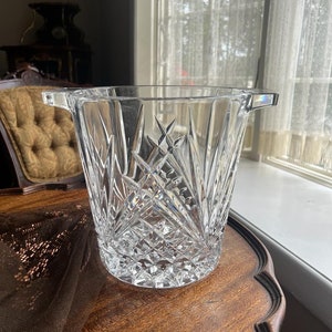 Vintage Cut Crystal Ice Bucket Elegant Starburst Design Heavy Clear ...