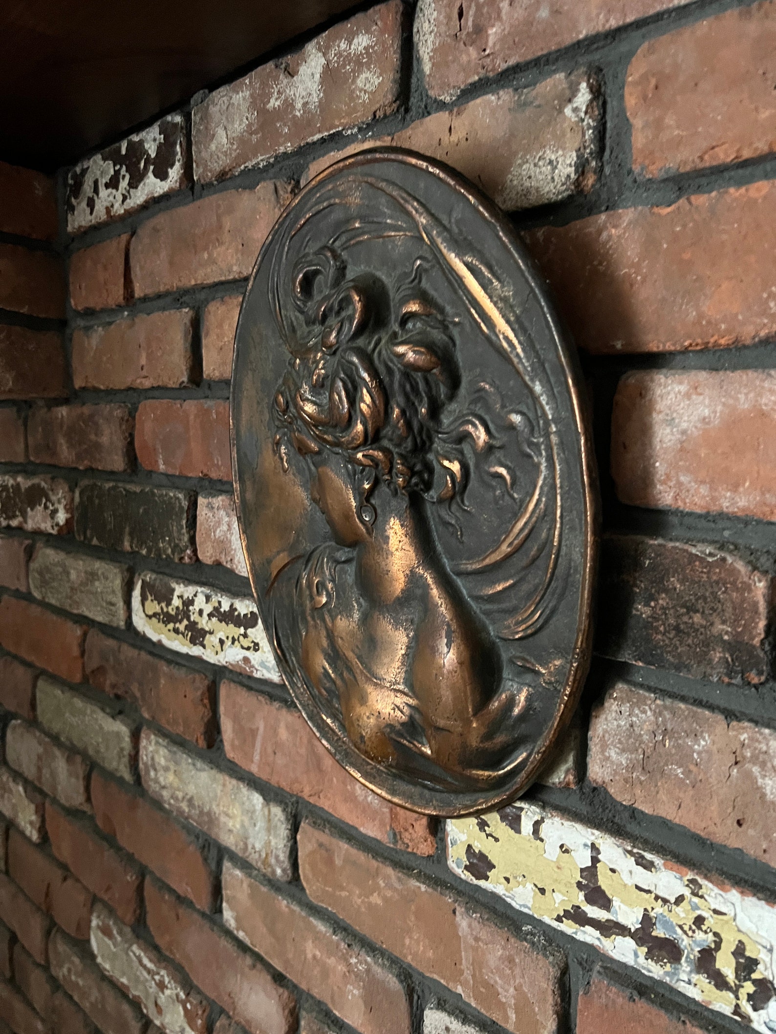 Vintage Cast Iron Relief Woman Art Nouveau Plaque Copper Wash - Etsy