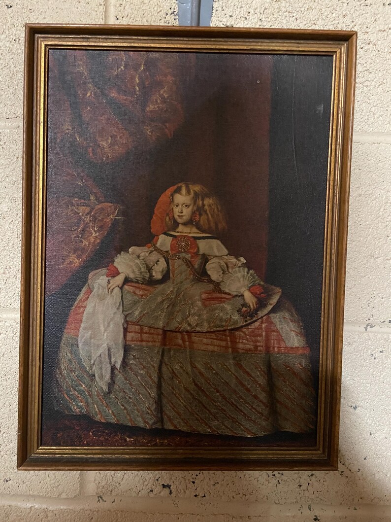 Vintage Framed Canvas Print Young Royal Lady Spanish Baroque Portrait ...
