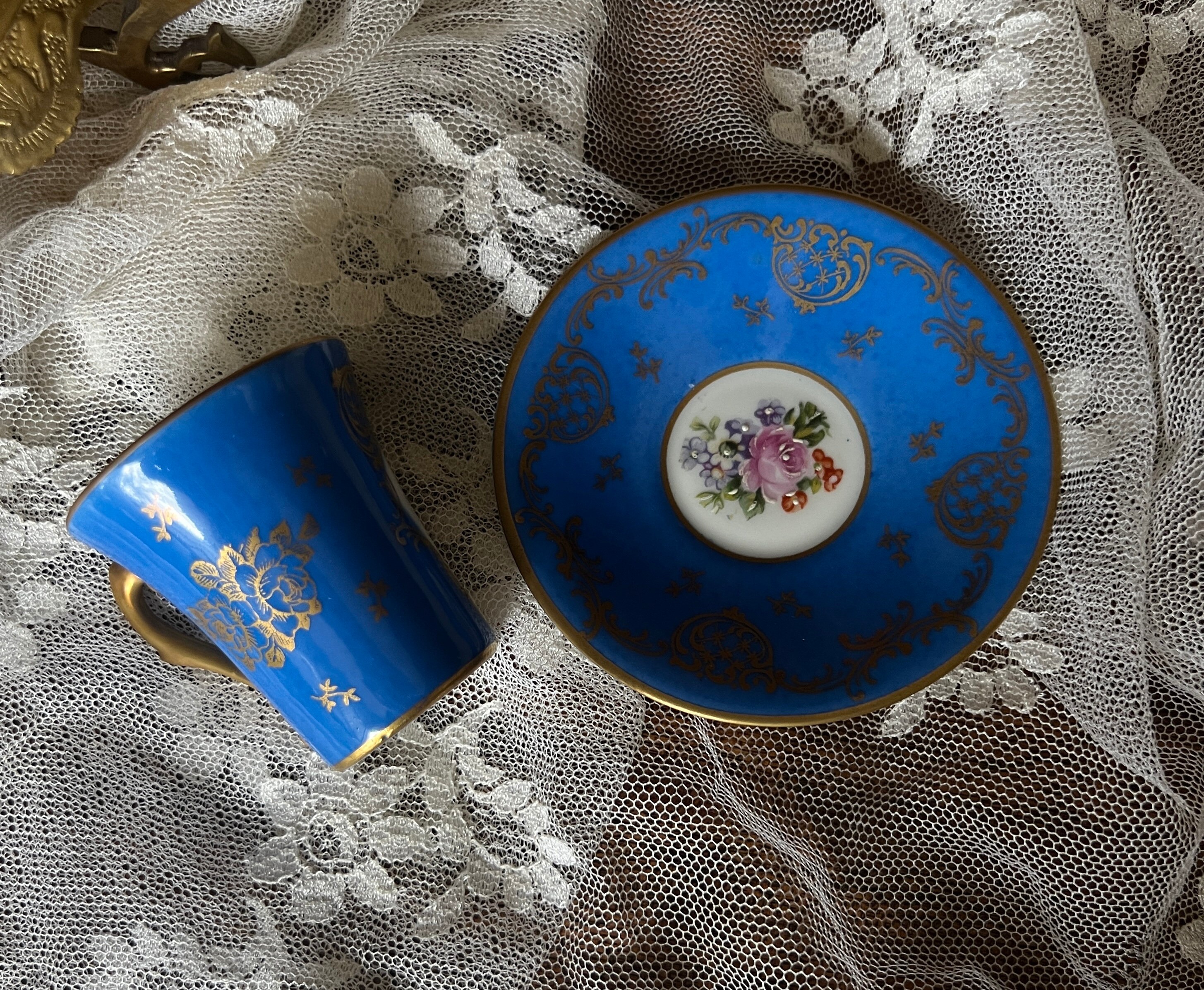 Antique French Limoges Hand Painted Blue Flower Collectible - Etsy