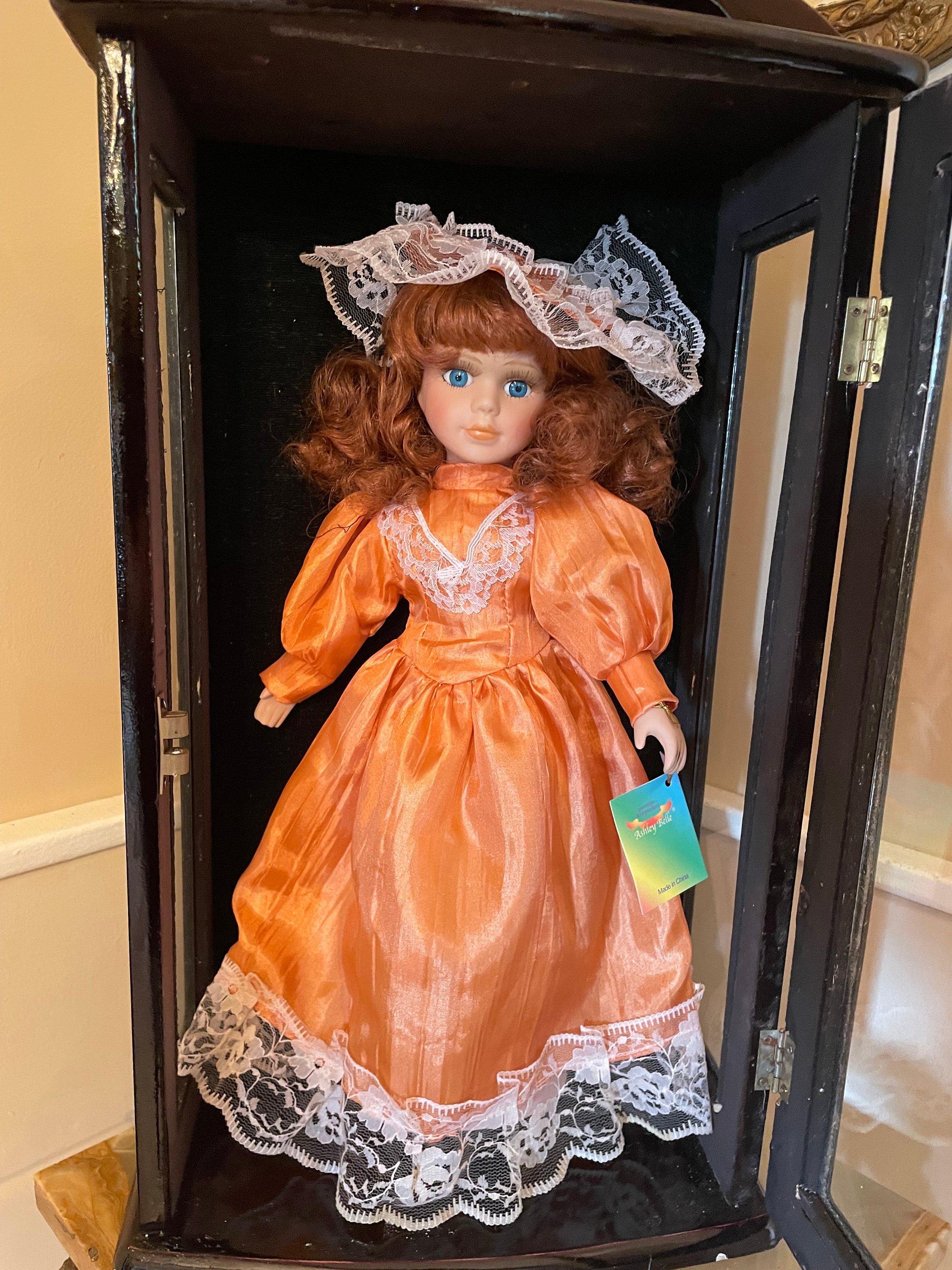 Vintage Ashley Belle Collection Doll In Dark Wooden Glass Case Etsy