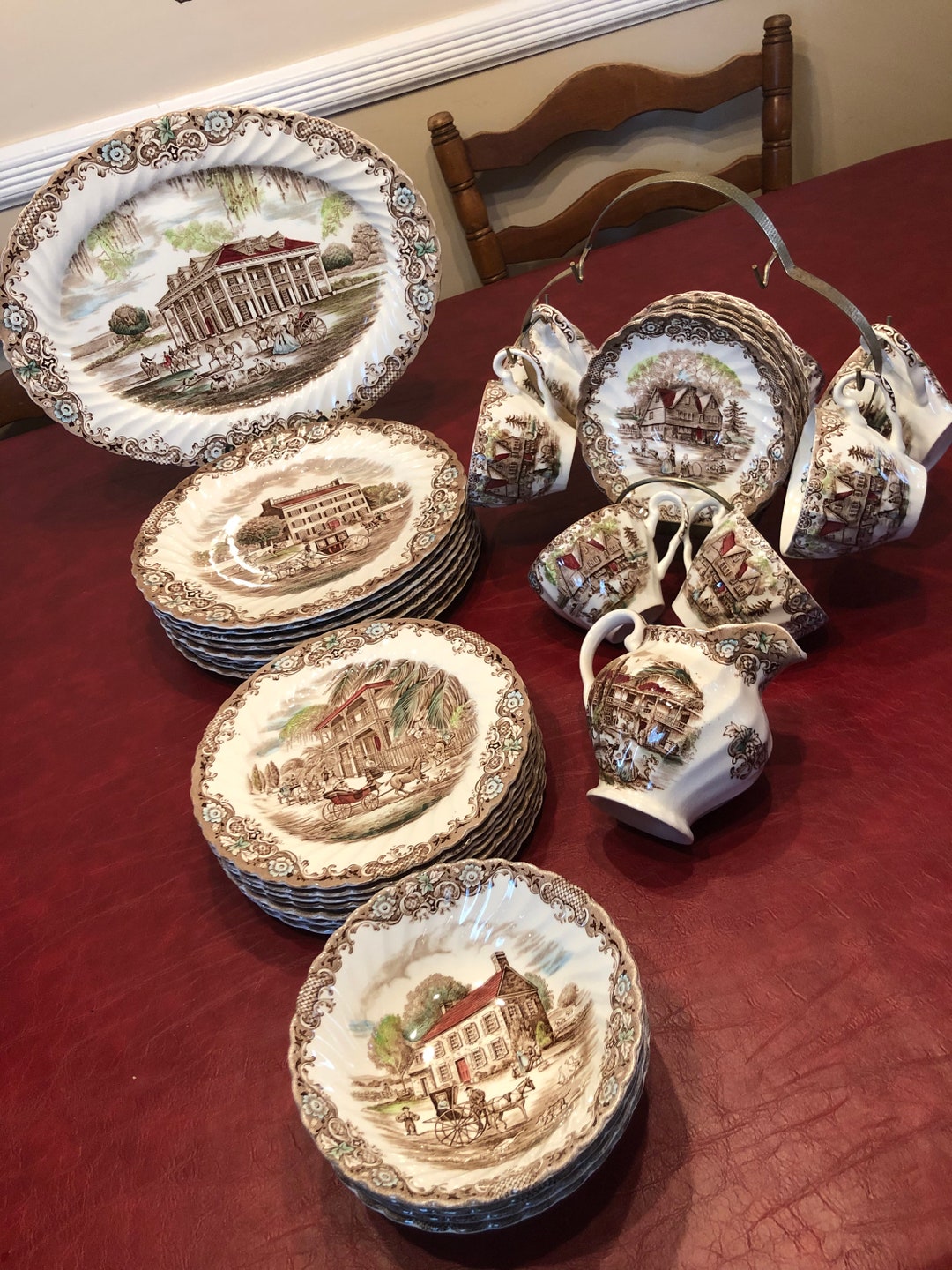 Vintage Heritage Hall Ironstone Dinnerware Set England Historic Homes ...