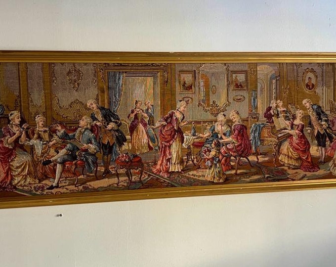 Vintage Woven Tapestry of 18th Century Salon Scene Upholstery Embody 3D ...