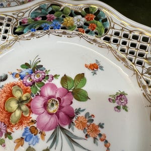 Vintage German Porcelain Reticulated Plates Bowls Tea Cup Set Hand ...