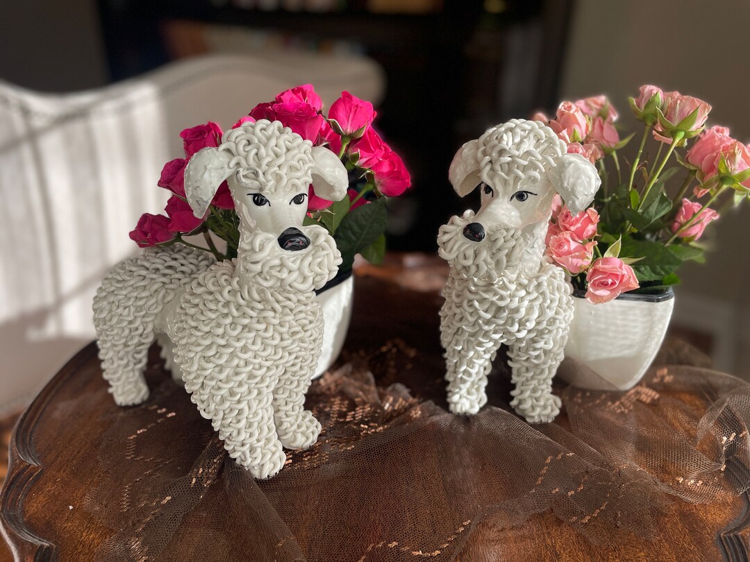 Pair of Vintage White Spaghetti Poodle Planter Dog Themed Décor - Etsy