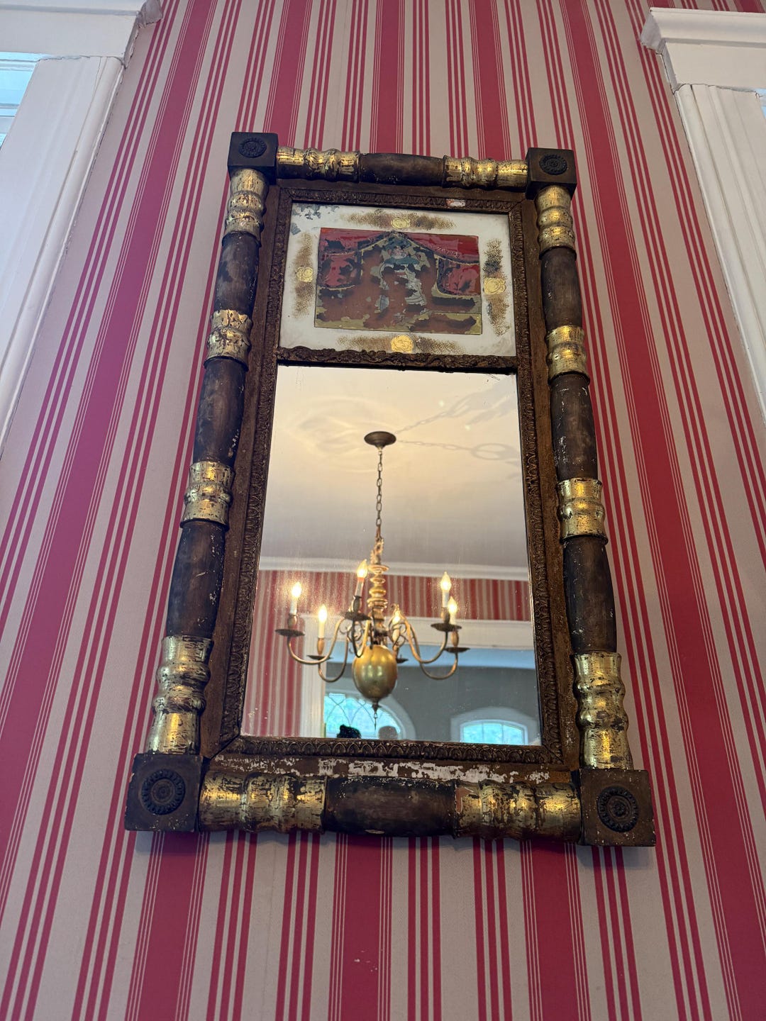 Antique Federal Gilded Trumeau Mirror 19th Century Wood & Gold Leaf ...