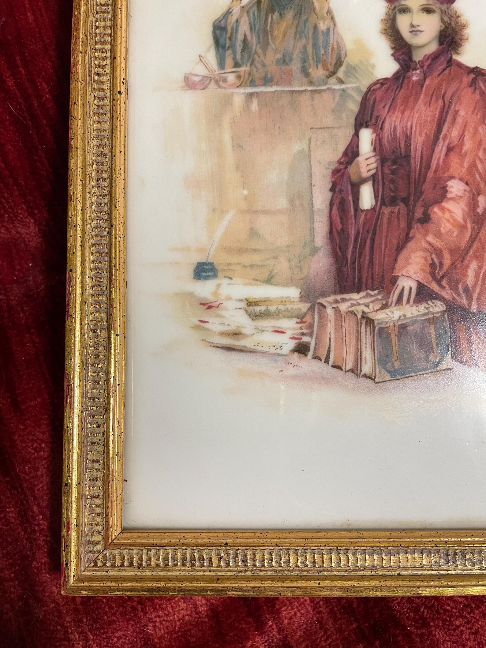 Vintage Graduation Themed Painting on Tile Art Framed Portrait of ...