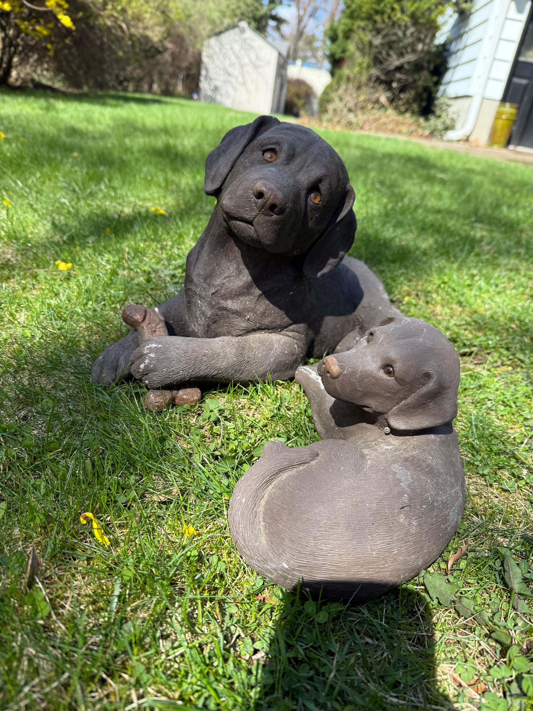 Vintage Garden Dog Sculptures Labrador Puppy Statues Outdoor Yard Art ...
