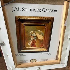 Vintage Sunny Thoughts by Henry Pospieszalski Oil on Canvas Gold Gilt ...