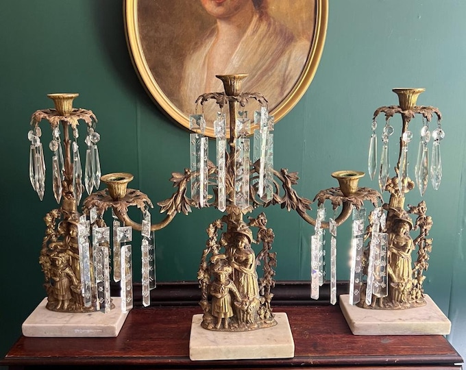 Antique 3 Armed Bronze Girandole - Etsy