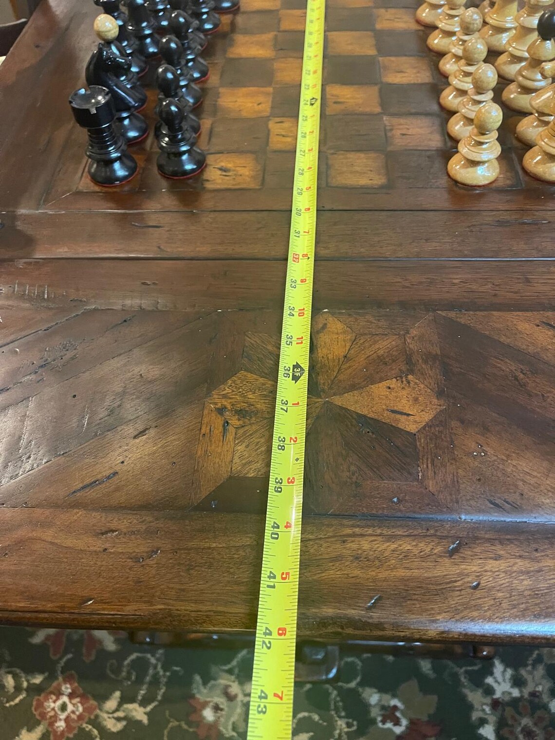 Antique Handcarved Walnut Chess Table Backgammon Game Table by Theodore ...