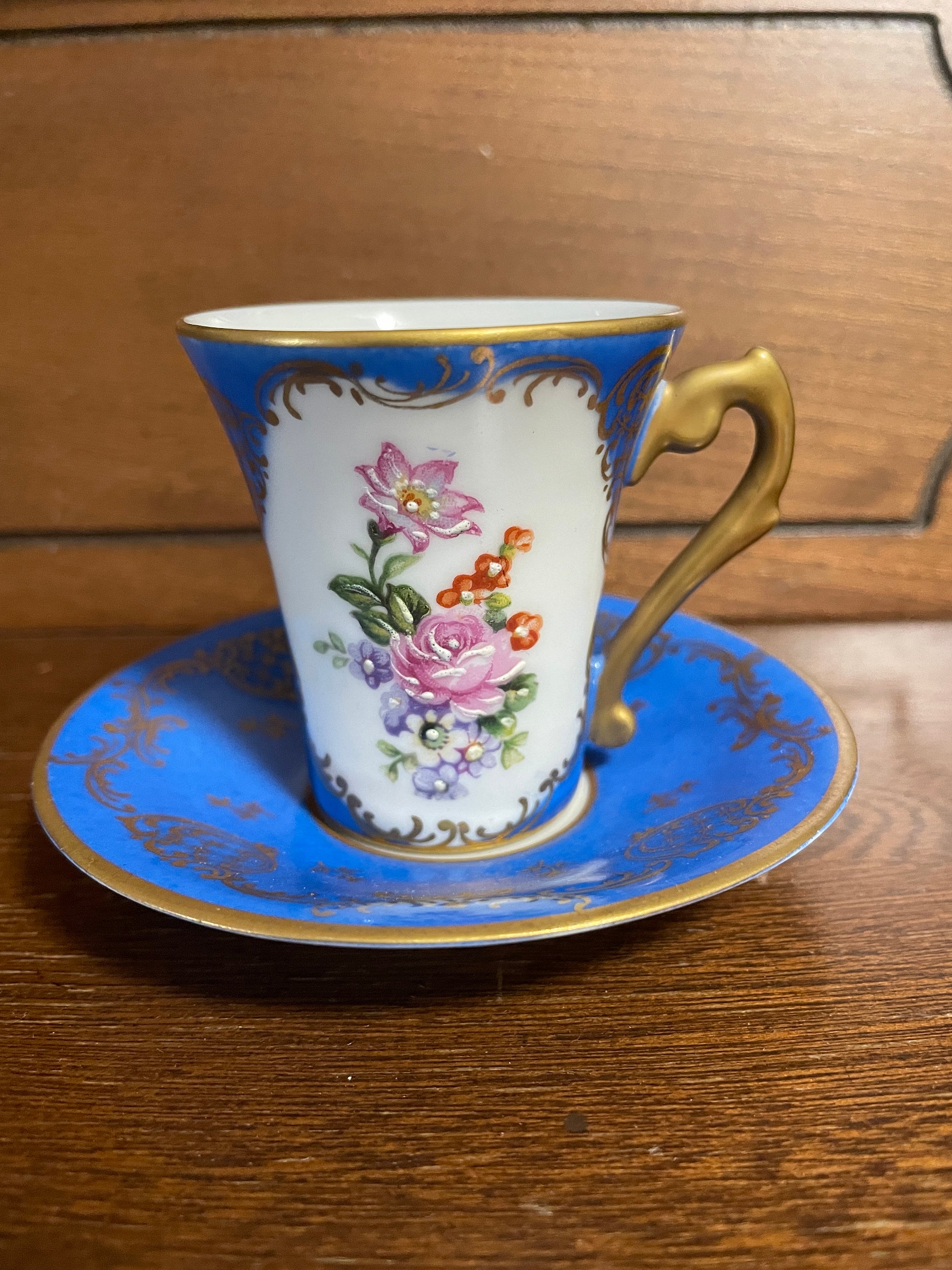 Antique French Limoges Hand Painted Blue Flower Collectible - Etsy