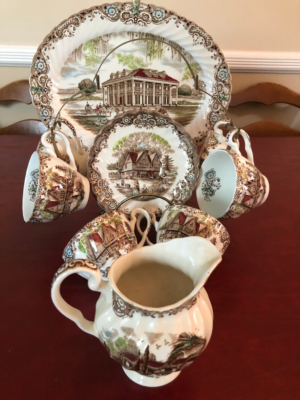Vintage Heritage Hall Ironstone Dinnerware Set England Historic Homes ...