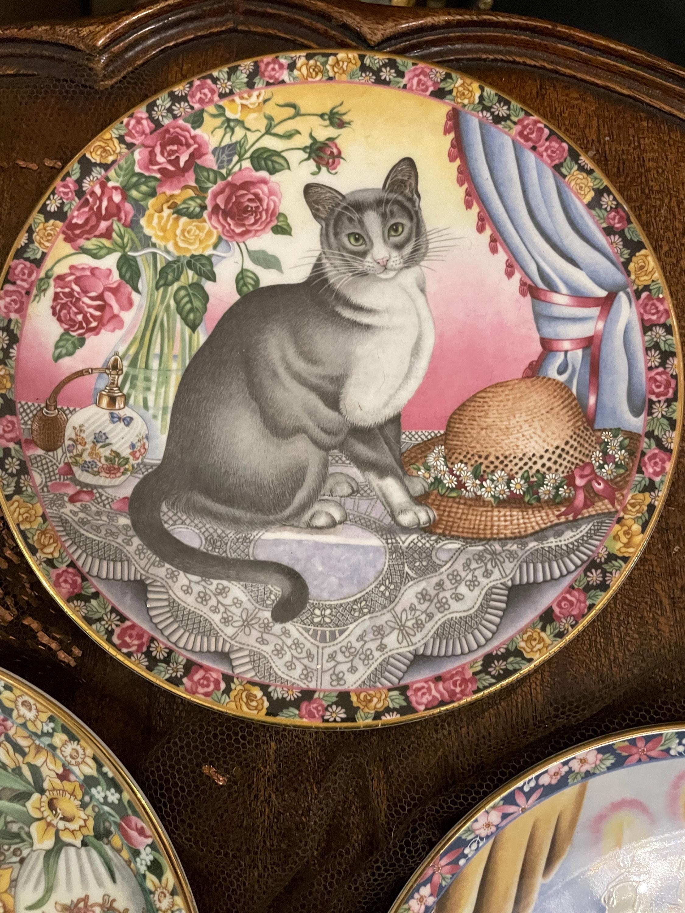 Set of Four Vintage Decorative Collector Cat Plates Featuring Siamese ...