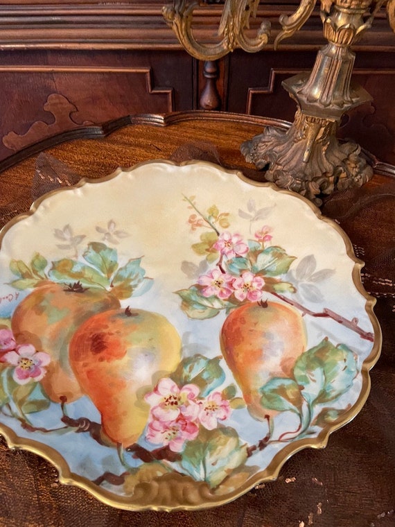 Vintage Gold Trim Fruit Design Multi Colored Collectible Large - Etsy