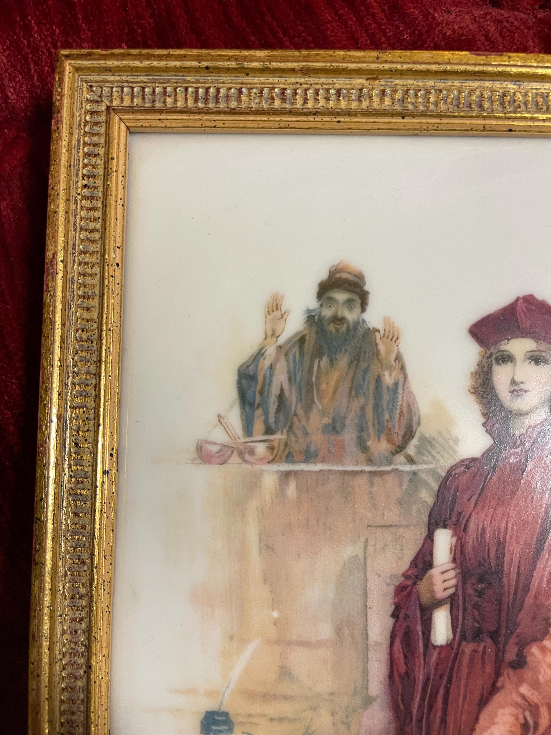 Vintage Graduation Themed Painting on Tile Art Framed Portrait of ...
