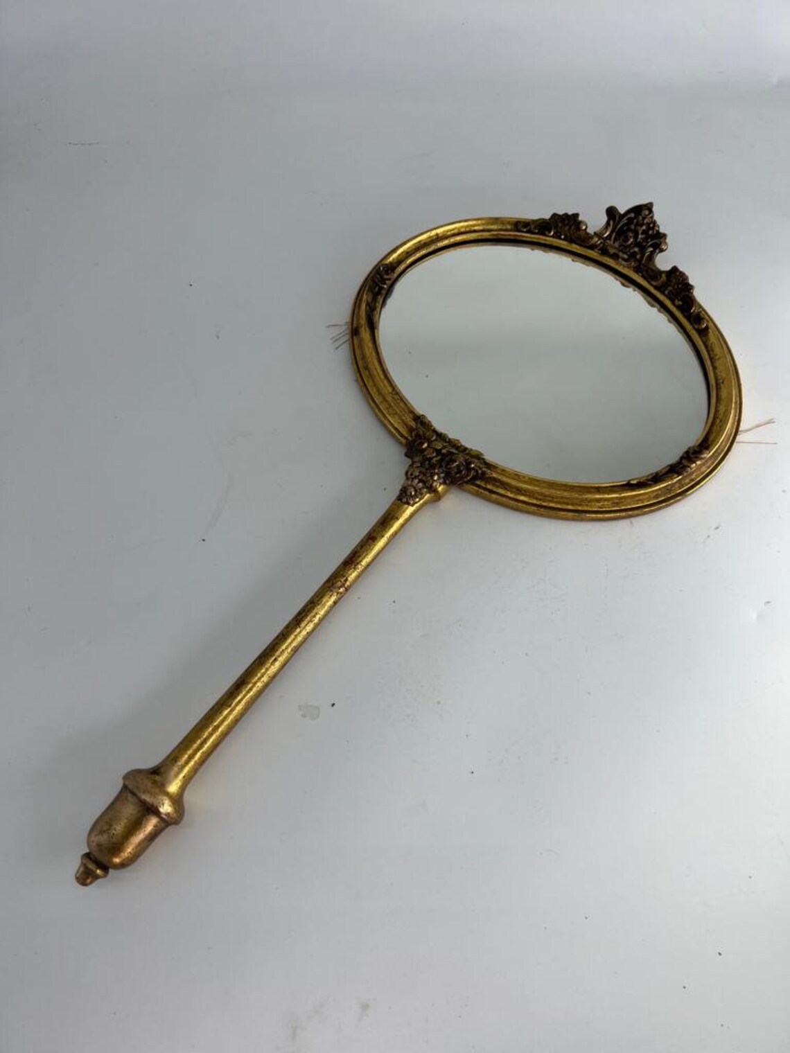 Antique Hand Mirror Ornate Vanity Handled Oval Wood Mirror - Etsy