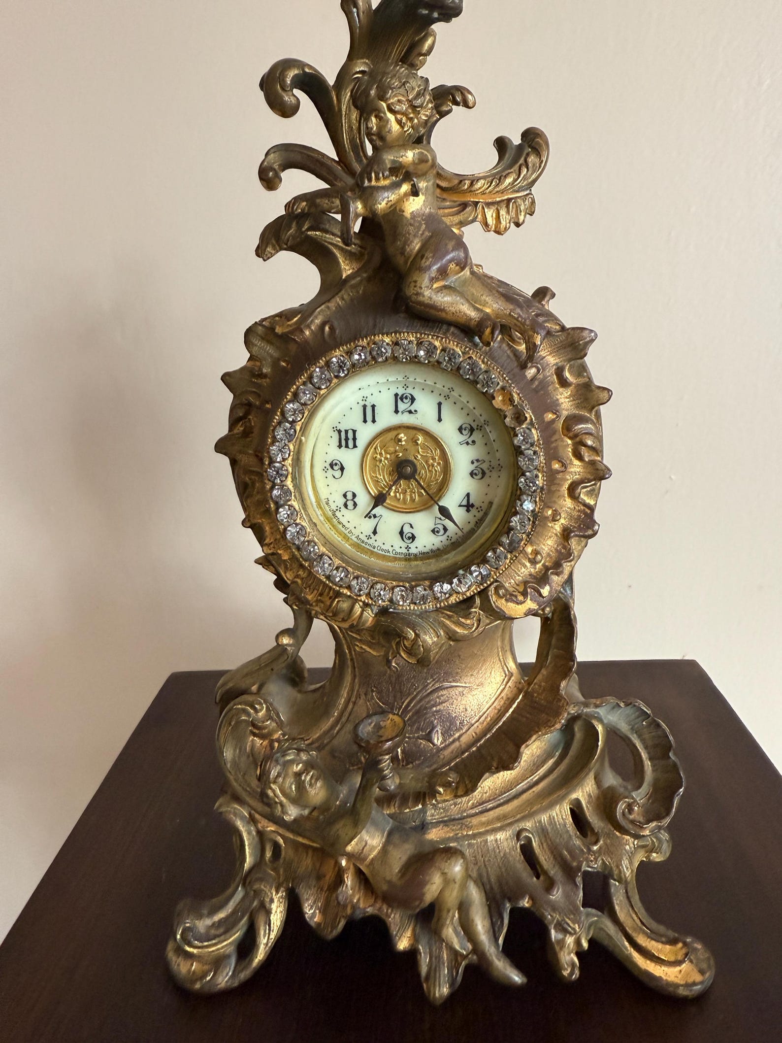 Vintage Cherub Table Clock Gilded Brass Frame Antique French Design ...