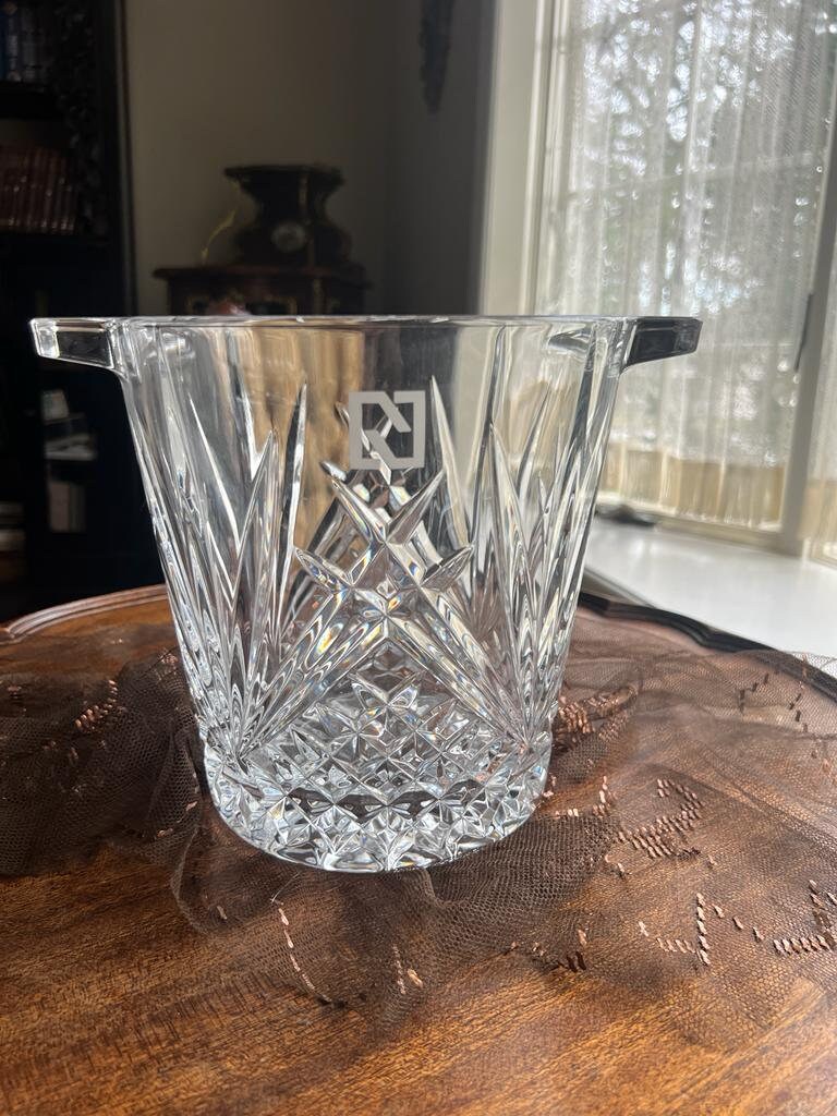 Vintage Cut Crystal Ice Bucket Elegant Starburst Design Heavy Clear ...