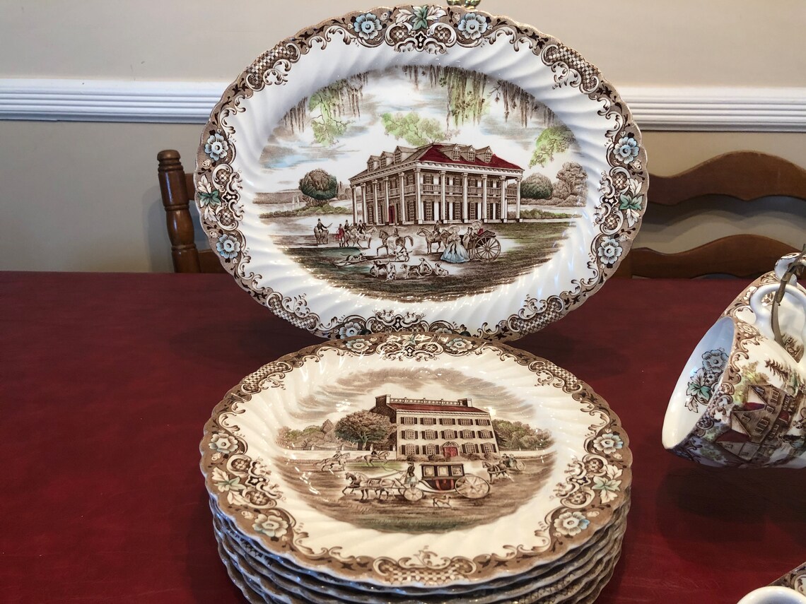 Vintage Heritage Hall Ironstone Dinnerware Set England Historic Homes ...
