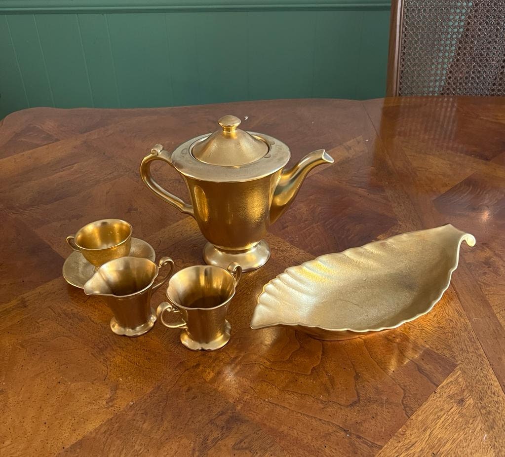 Vintage Pickard China Rose and Daisy Gold Encrusted Tea Set - Etsy