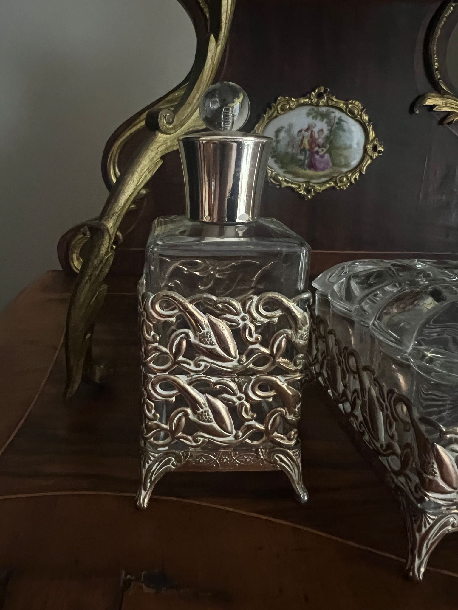 Vintage Filigree Gold Jewel Box & Perfume Bottle's 3pc Set - Etsy