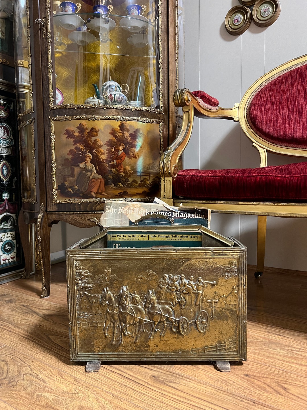 Vintage Hammered Brass Magazine Holder Unique Design Stand - Etsy