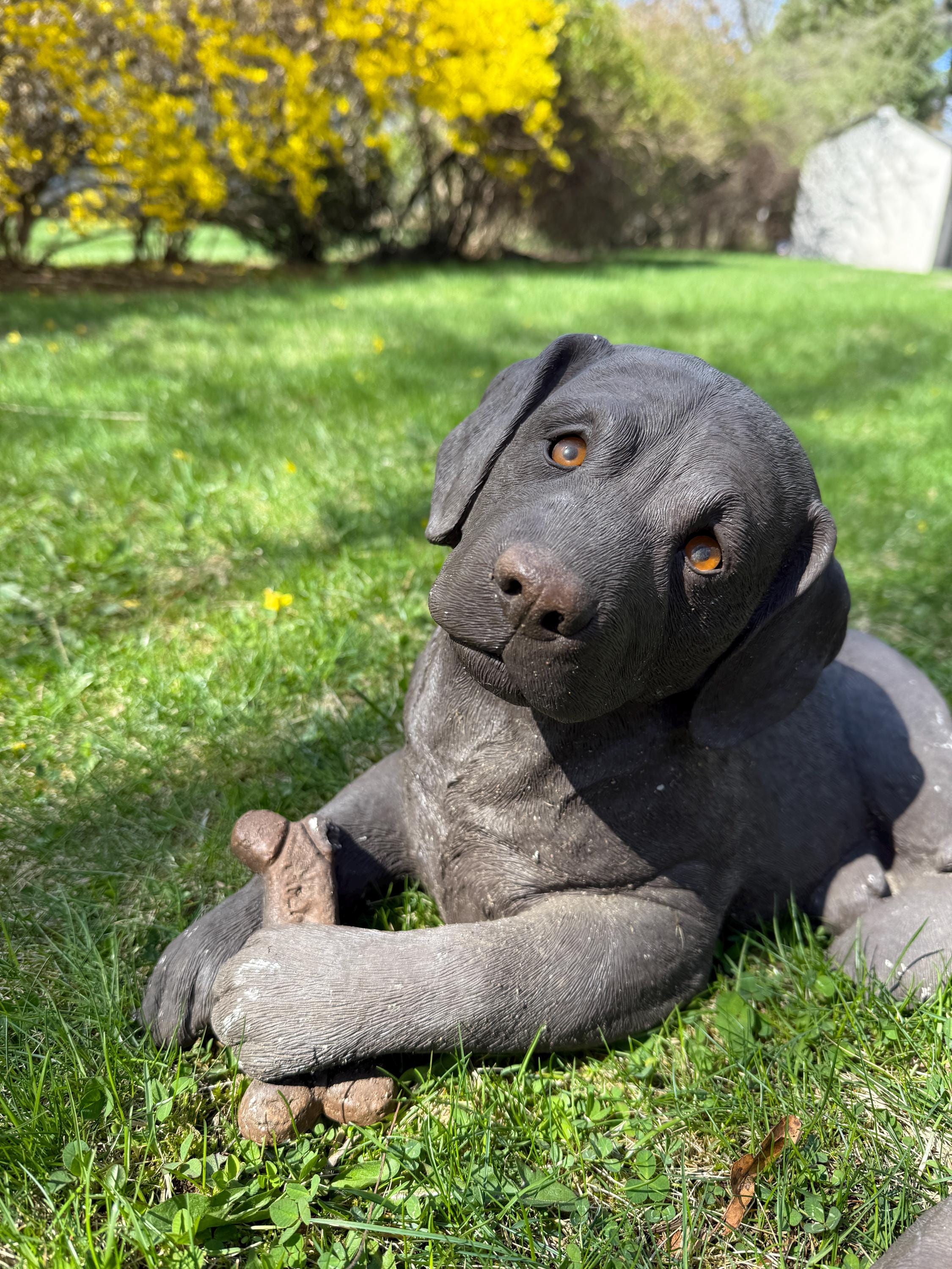 Vintage Garden Dog Sculptures Labrador Puppy Statues Outdoor Yard Art ...