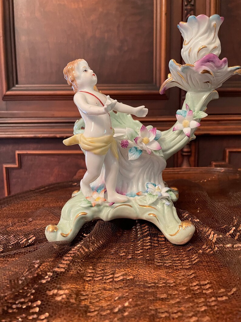 Pair of Antique Dresden Hand Painted Cherub Flower - Etsy