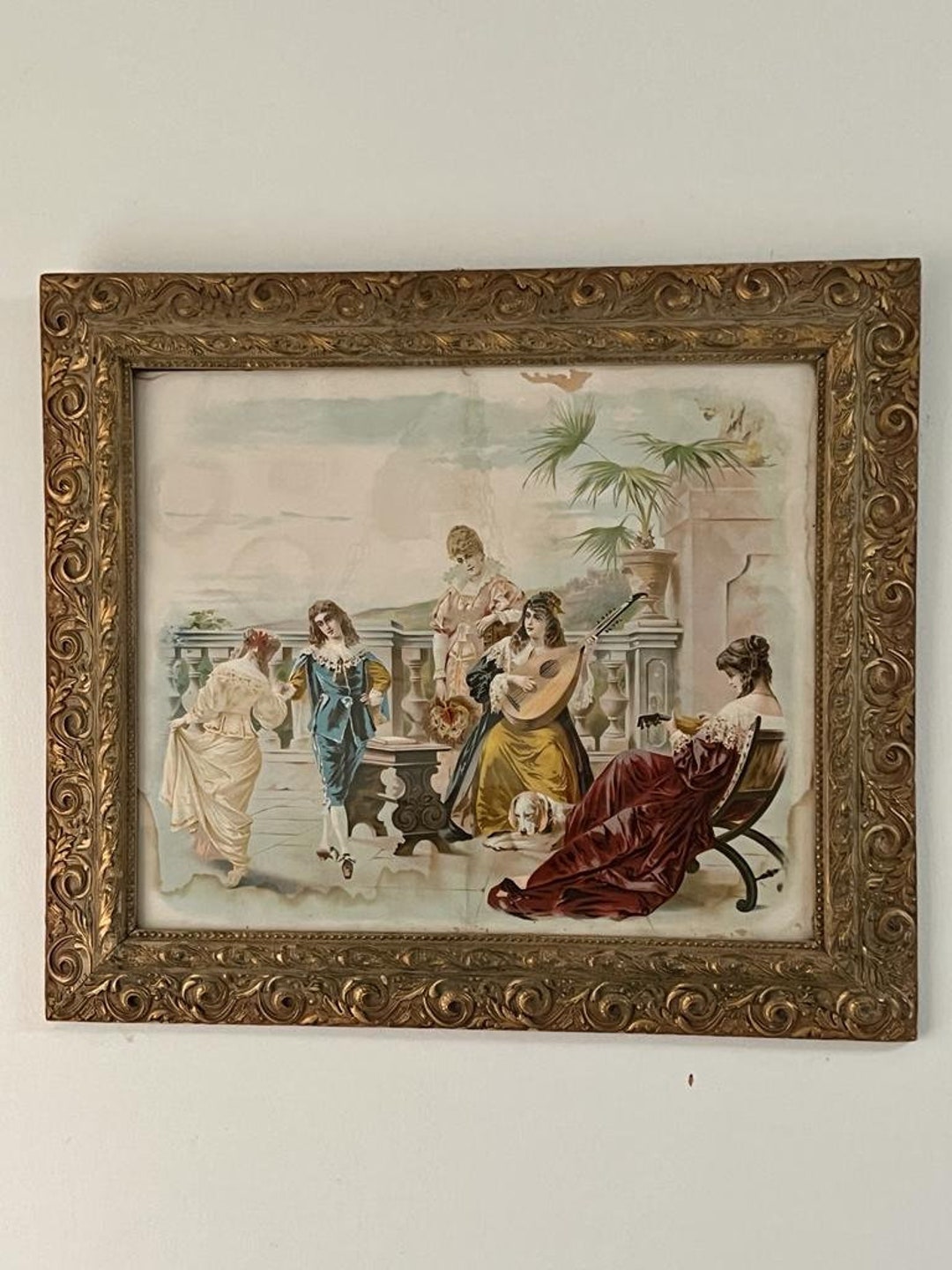 Antique Victorian Scene Print Amazing Gold Gilt Wood Framed Wall Art - Etsy