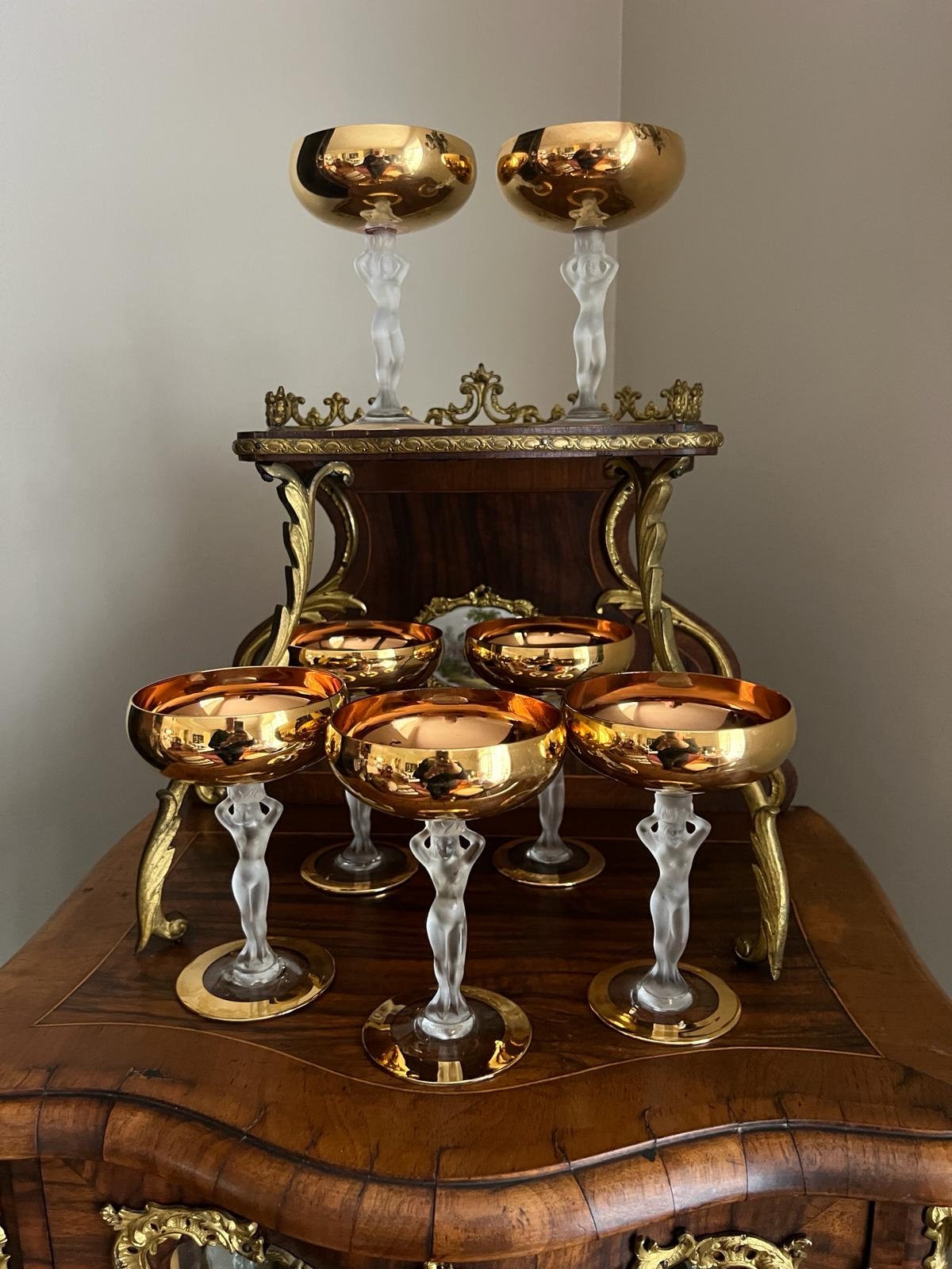 Set of 7 Vintage Bayel Bacchante Frosted Nude Champagne Coupes - Etsy