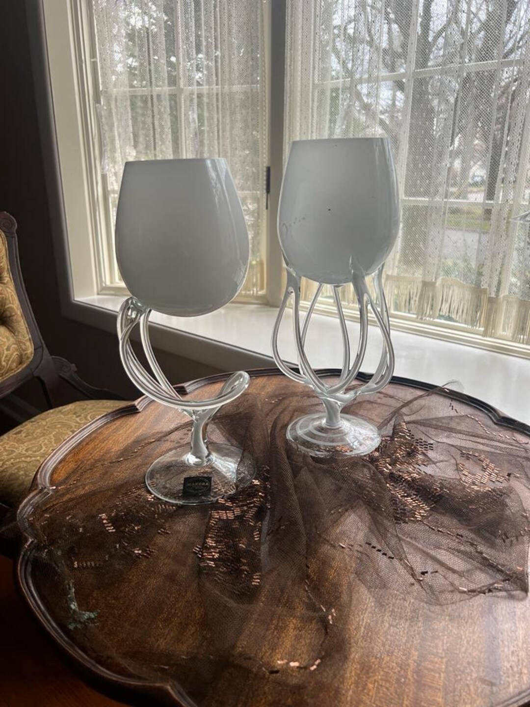 Jozefina Makora Glass Octopus Hand Blown Goblet White Candleholder ...