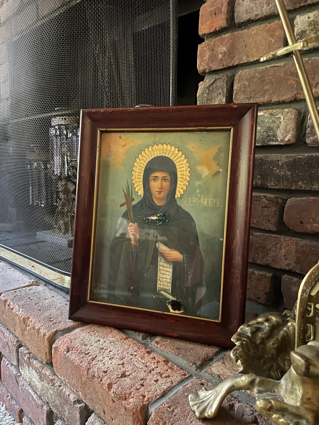 Antique Religious Icon of Saint Paraskevi in Wooden Frame Orthodox ...