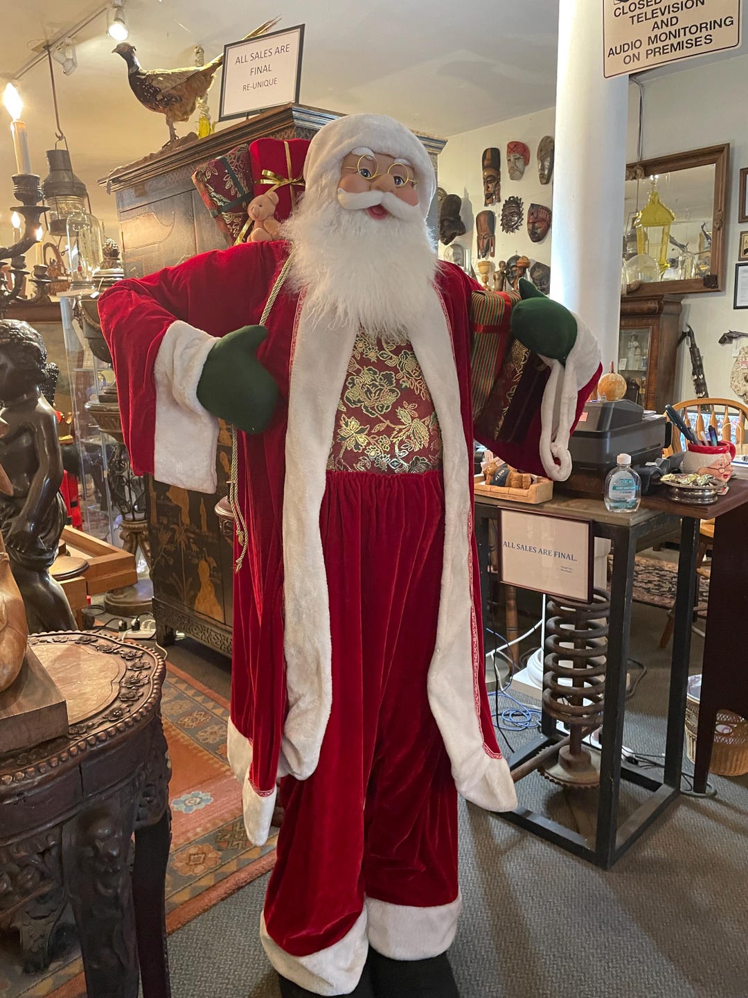 Vintage Life Size Santa Claus Figure Intricate Red and White Suit ...