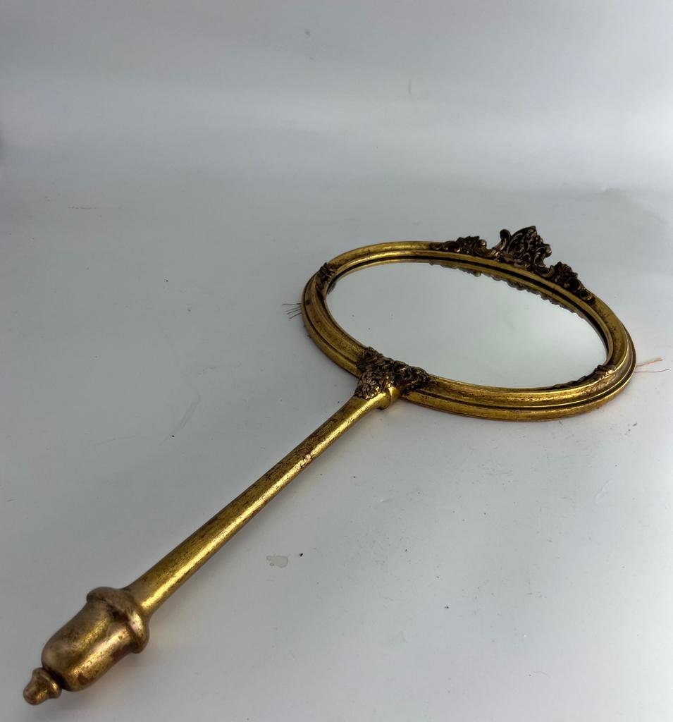Antique Hand Mirror Ornate Vanity Handled Oval Wood Mirror - Etsy