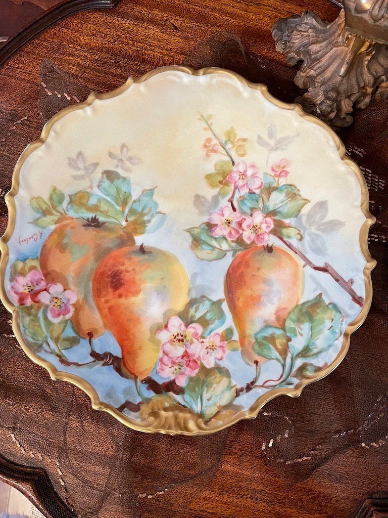 Vintage Gold Trim Fruit Design Multi Colored Collectible Large - Etsy
