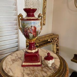 Antique Petite Porcelain Urn / Vase With Hand Painted Gilded Small Urn ...