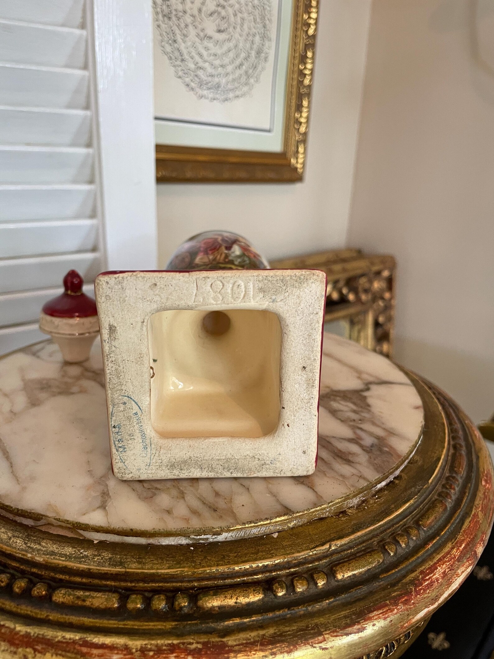 Antique Petite Porcelain Urn / Vase With Hand Painted Gilded Small Urn ...