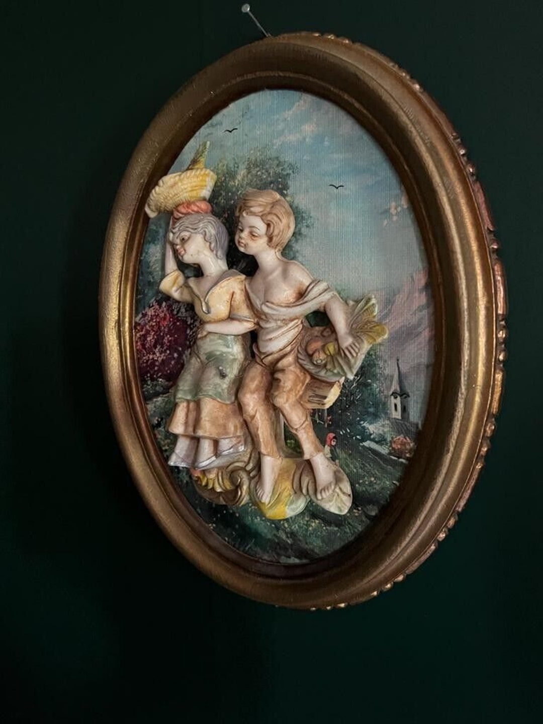 Vintage Italian Empire Style Rococo Wall Plaques Romantic Cherub Couple ...