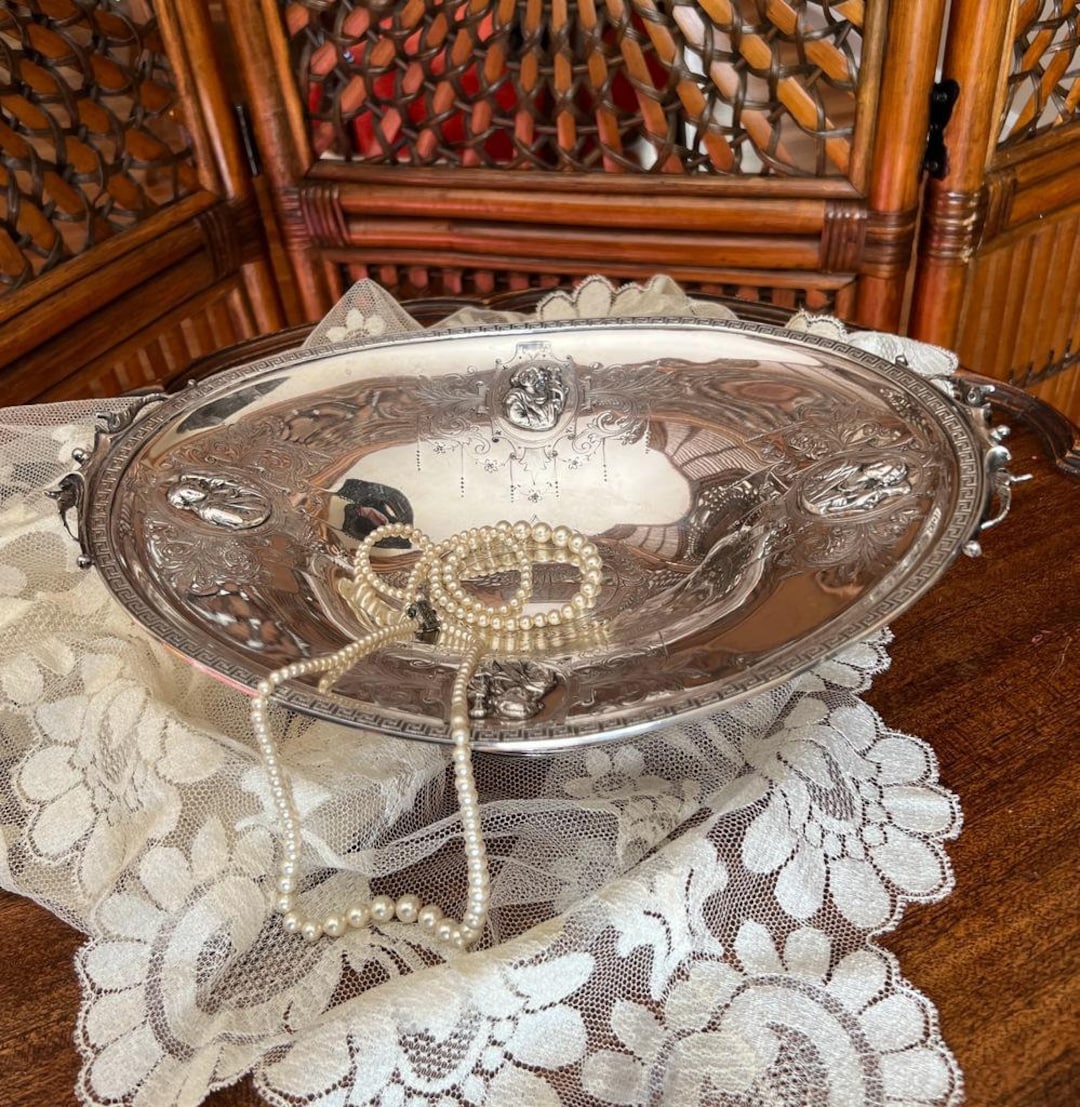 Antique Silver Plated Victorian Repousse Centerpiece Bowl Cleopatra ...