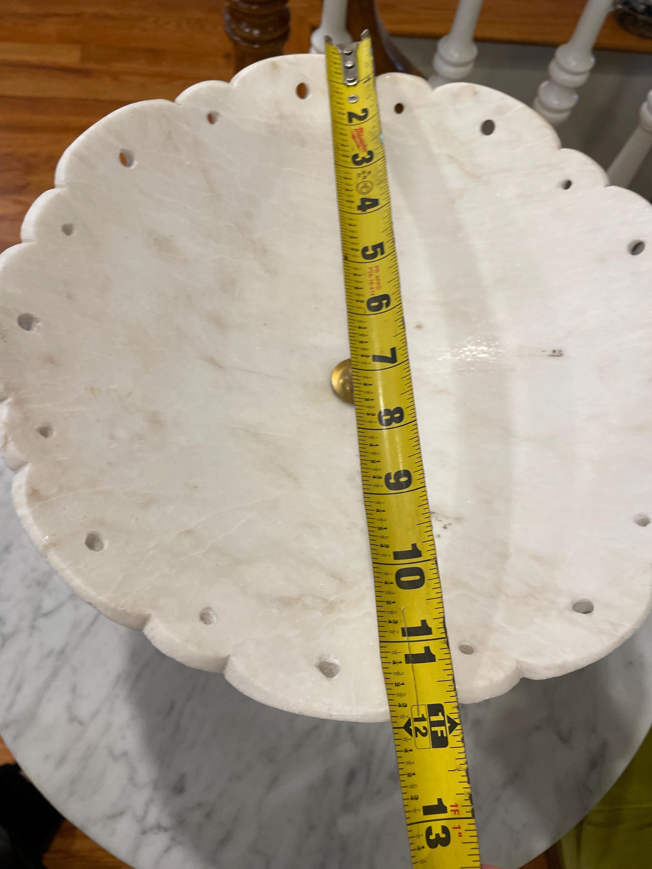 Antique White Marble Compote Centerpiece Pedestal Bowl Ornate Floral ...